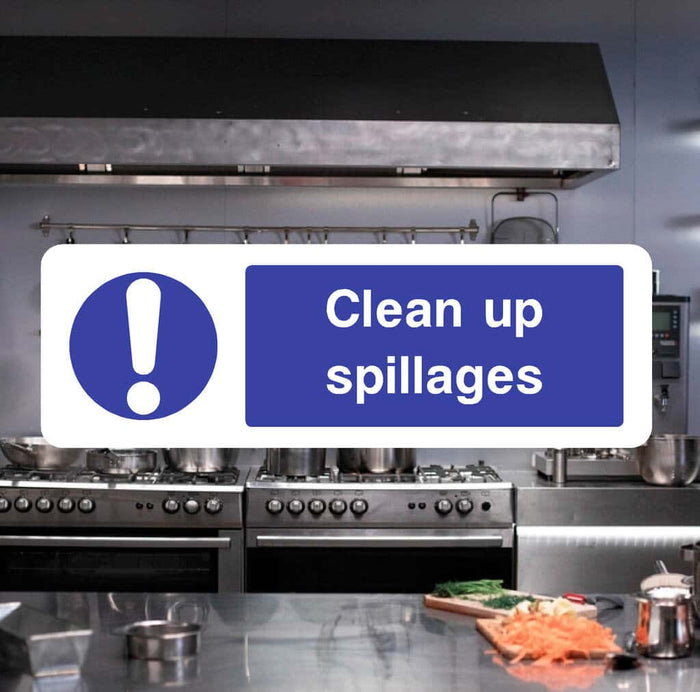 Clean Up Spillages Sign | Food Hygiene Notice – The Safety Sheep Store