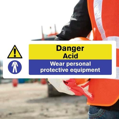 Danger Acid PPE Sign – Chemical Hazard Sign – The Safety Sheep Store