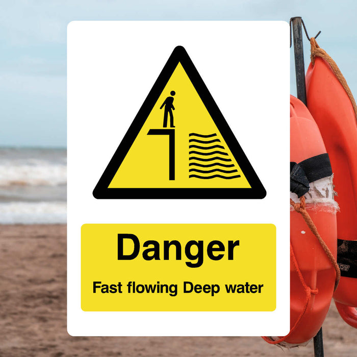 Danger Fast Flowing Deep Water Safety Sign UK – The Safety Sheep Store