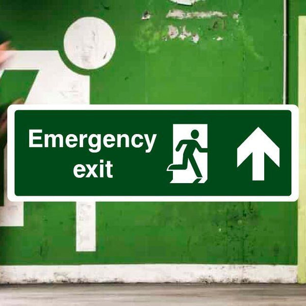 Emergency Exit Sign Up Arrow – UK Fire Safety Sign – The Safety Sheep Store