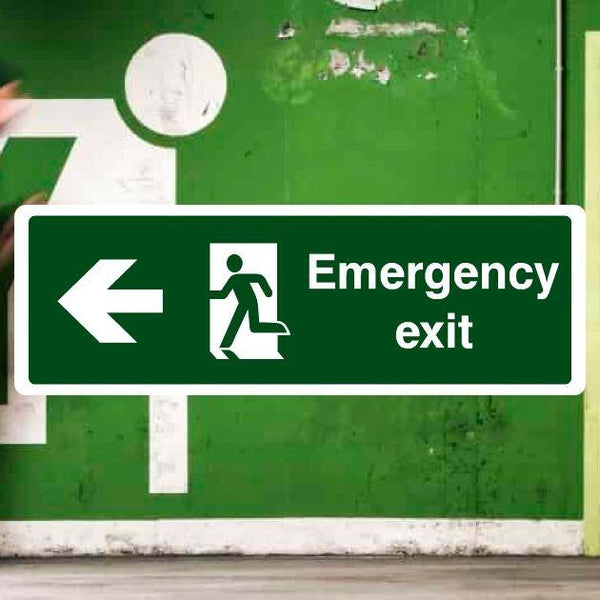 Emergency Exit Sign Left Arrow – UK Compliant – The Safety Sheep Store