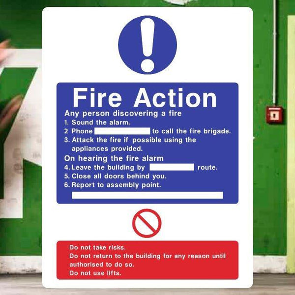 Fire Action Safety Sign – HSE & ISO 7010 Compliant – The Safety Sheep Store