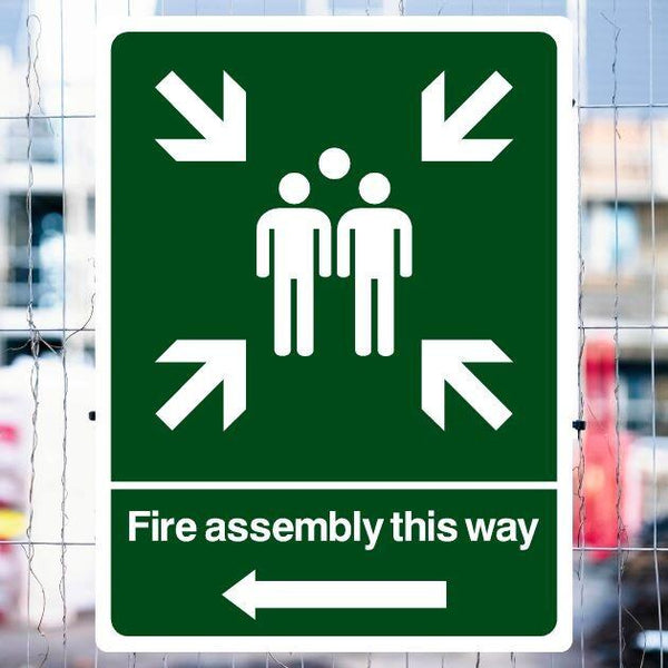 Fire Assembly This Way Left Arrow Sign - The Safety Sheep Store