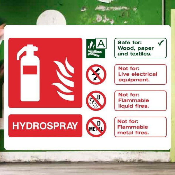 Hydrospray Fire Extinguisher Sign – HSE Compliant – The Safety Sheep Store