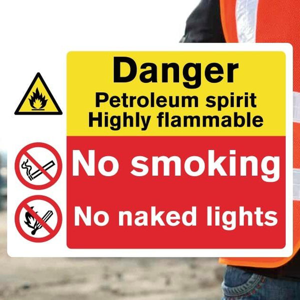 Petroleum Spirit Danger Sign – No Smoking – The Safety Sheep Store