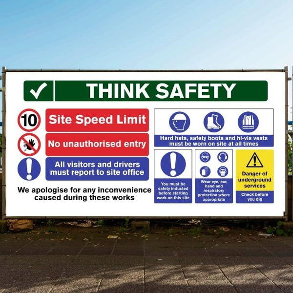 Site Safety Banner 10 mph – Underground Services Sign – The Safety ...