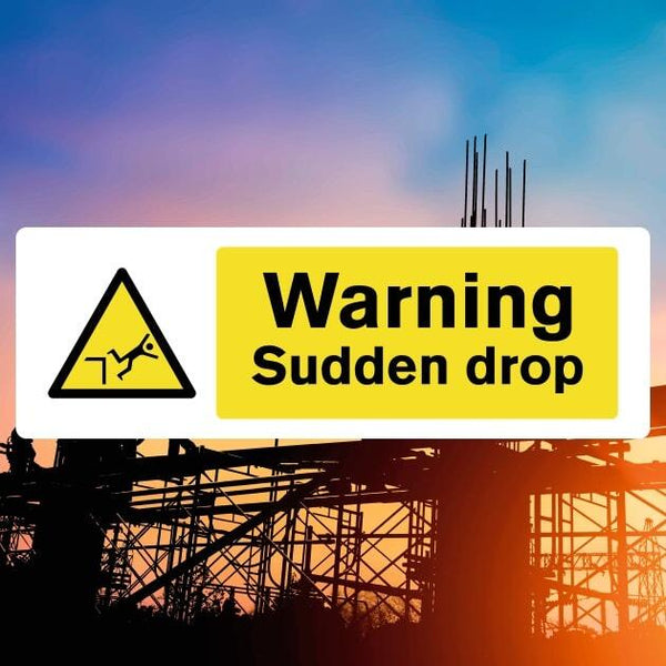 Sudden Drop Site Warning Sign – ISO 7010 Compliant – The Safety Sheep Store