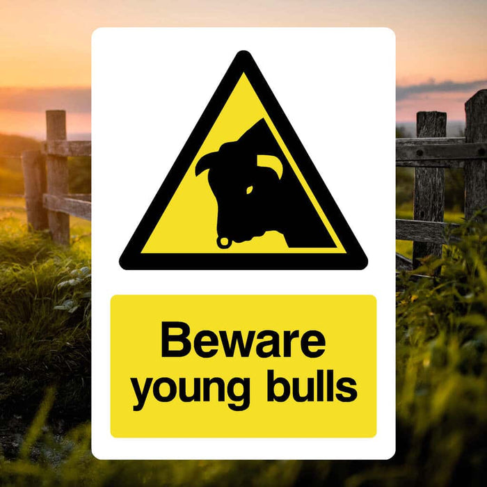 Young Bulls Warning Sign | Farm Hazard Sign UK – The Safety Sheep Store